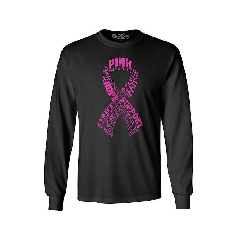 Distressed Pink Ribbon Breast Cancer Montage Long Sleeve Shirt - Etsy