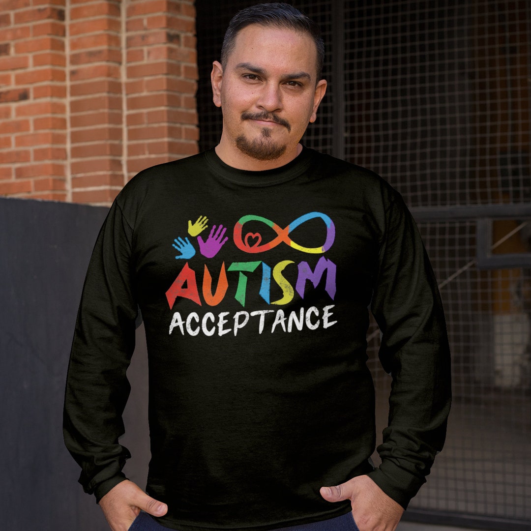 Autism Acceptance Infinity Symbol Long Sleeve Shirt Autism Awareness ...