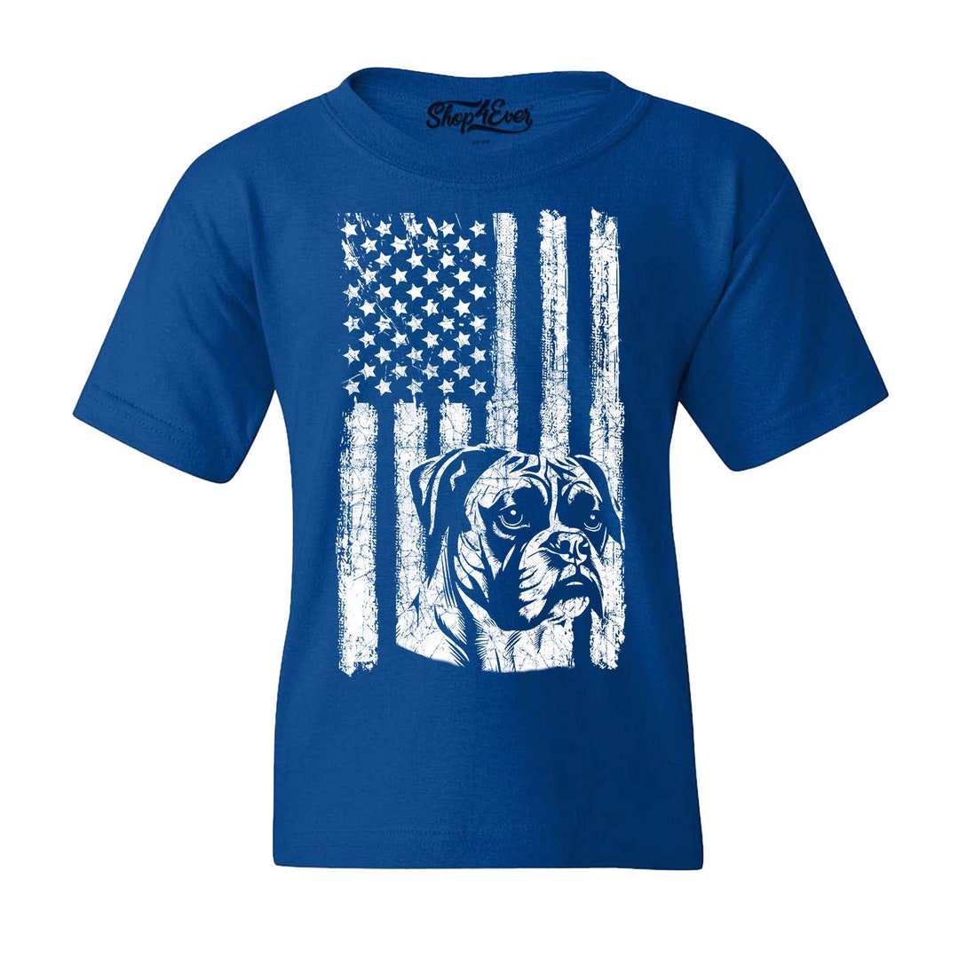 Boxer Dog Canine American Flag Youth's T-shirt Boxer Dog Shirt. Dog ...