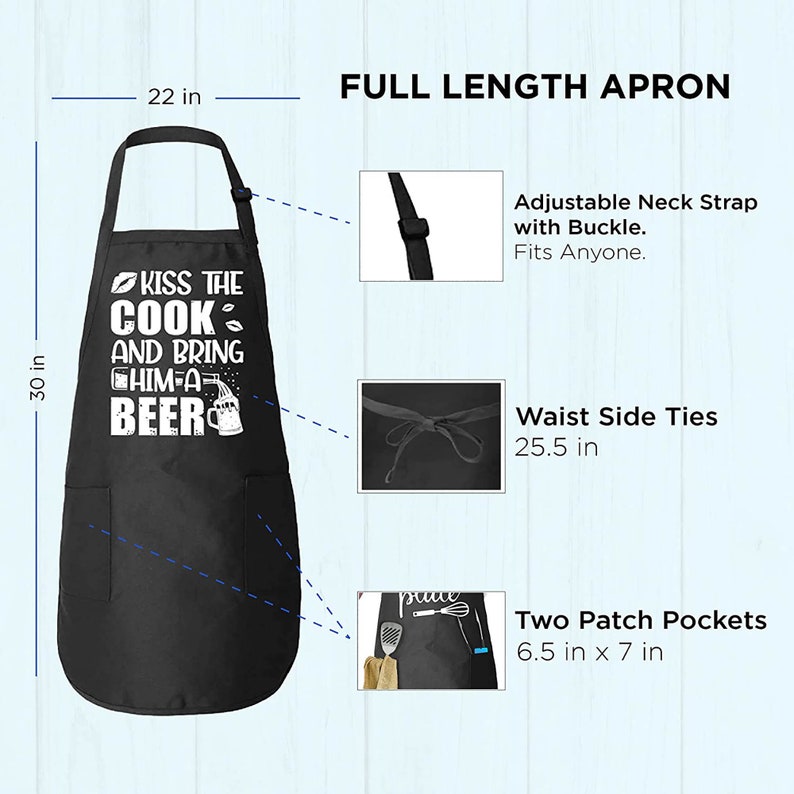 Kiss the Cook and Bring Him a Beer Apron | Funny Grilling Apron With ...