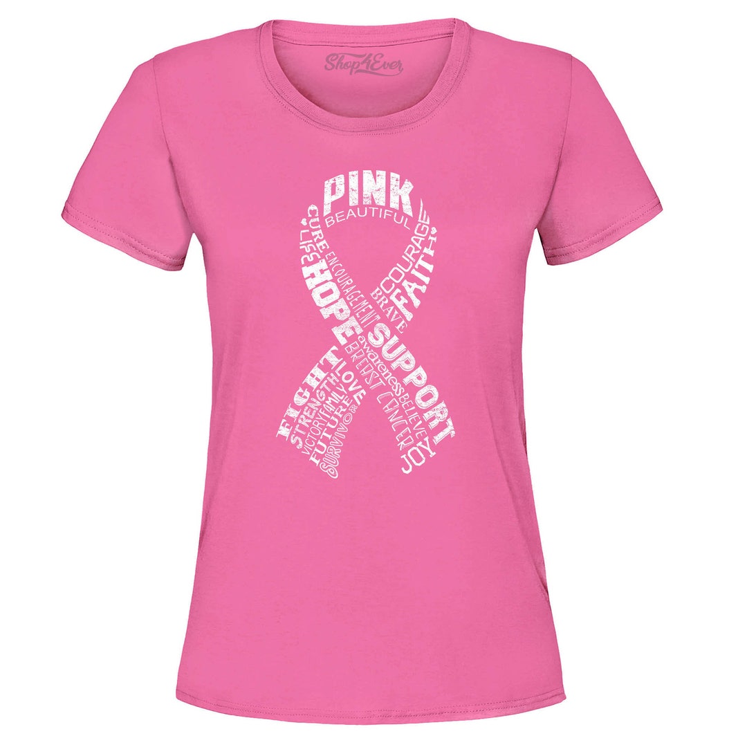 Distressed White Ribbon Breast Cancer Montage Women's - Etsy