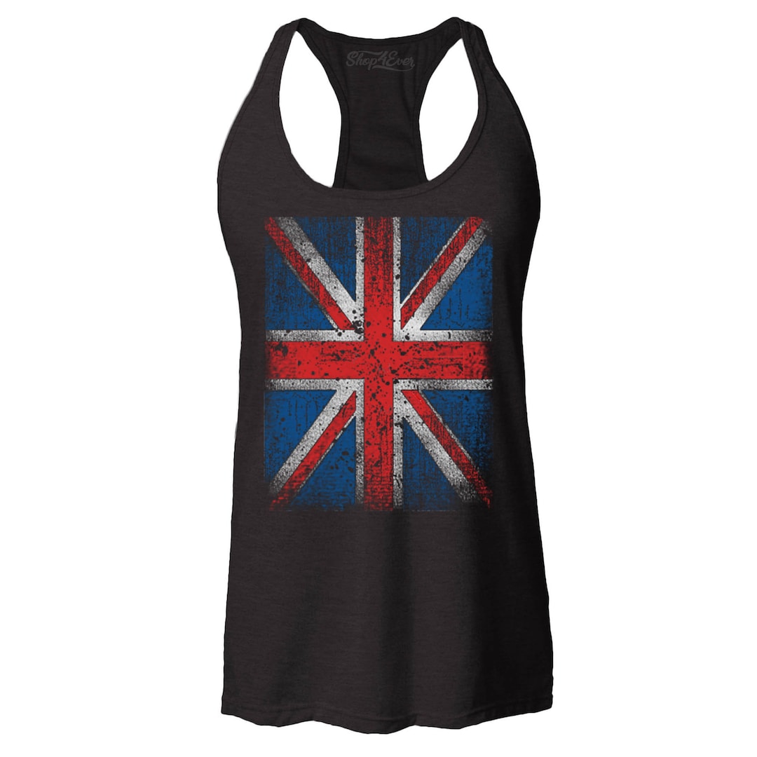 Union Jack Vintage British Flag Women's Racerback United Kingdom Flag ...
