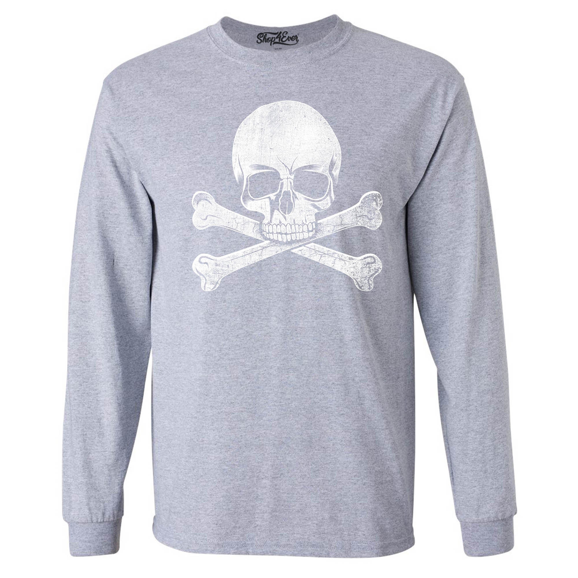 Distressed White Skull and Crossbones Long Sleeve Shirt - Etsy