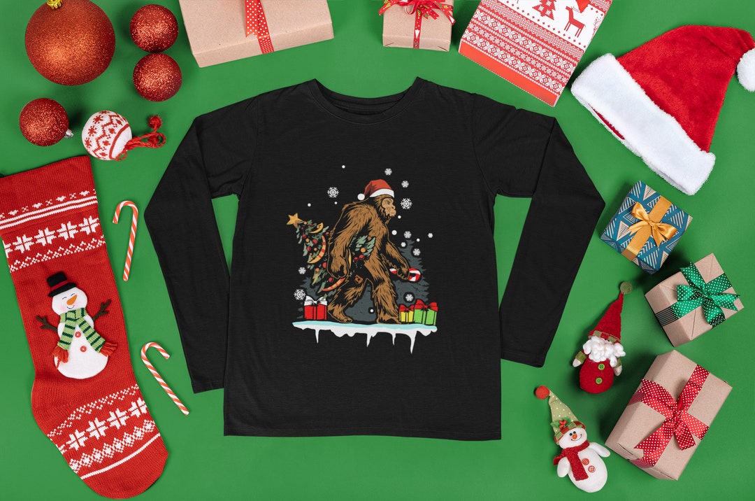 Bigfoot Santa Christmas Tree Toy Sack Sasquatch Long Sleeve - Etsy