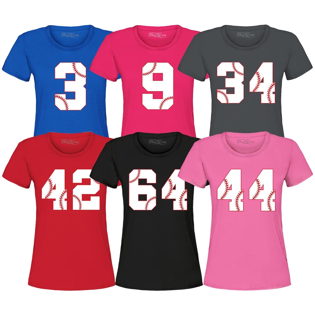 Custom Baseball Number Team Women's T-shirt Customizable Jersey ...