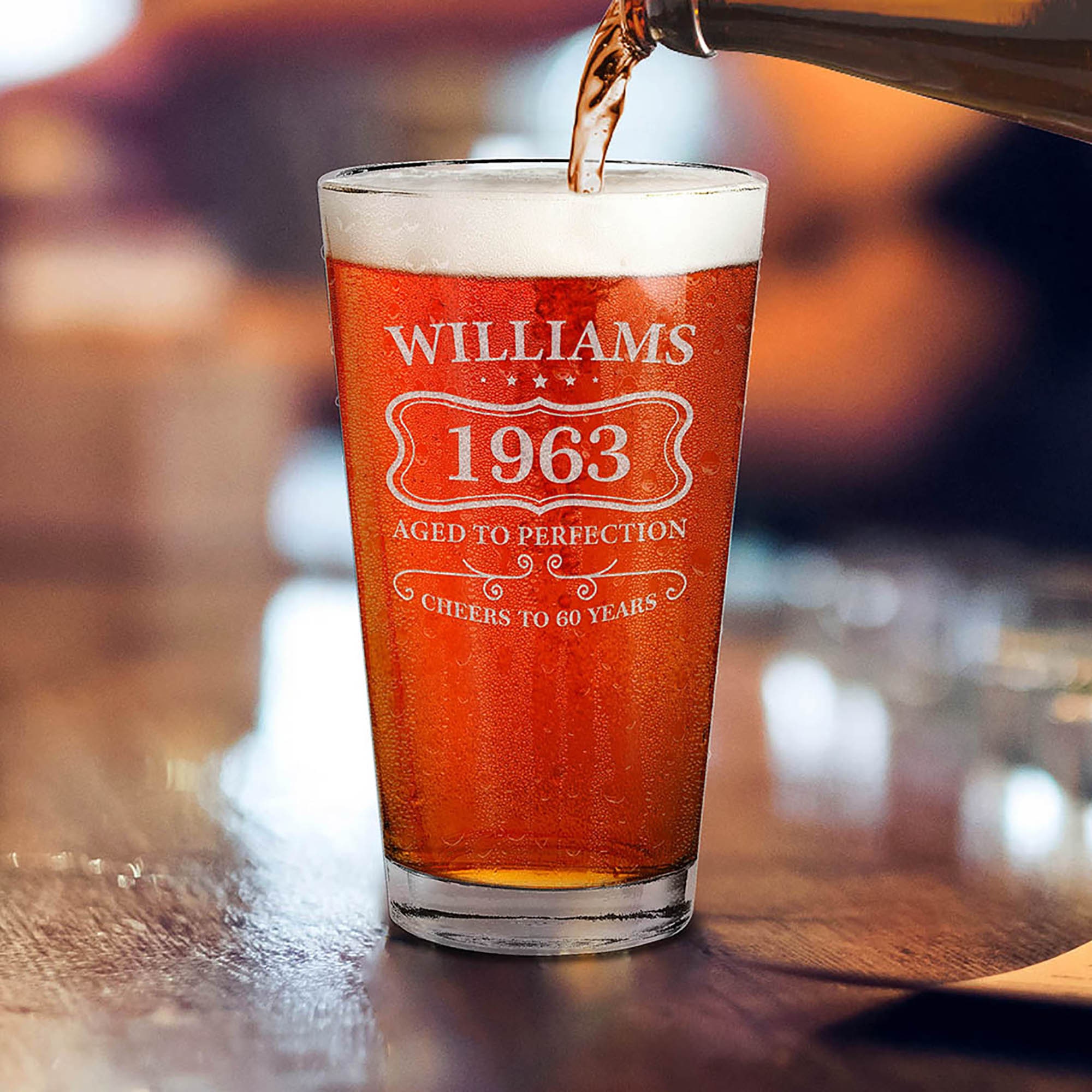 Personalized Aged to Perfection Custom Engraved Birthday Beer Pint ...