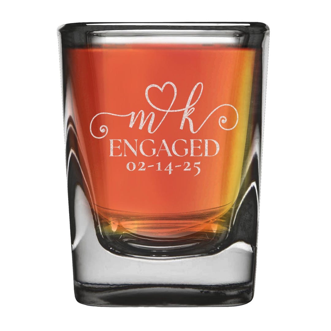 Custom His and Her Initials Heart Engaged Date Personalized Keepsake ...