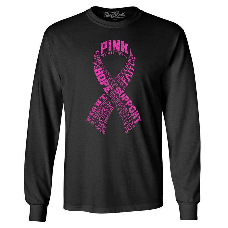 Distressed Pink Ribbon Breast Cancer Montage Long Sleeve Shirt - Etsy