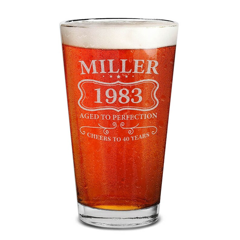 Personalized Aged to Perfection Custom Engraved Birthday Beer Pint ...