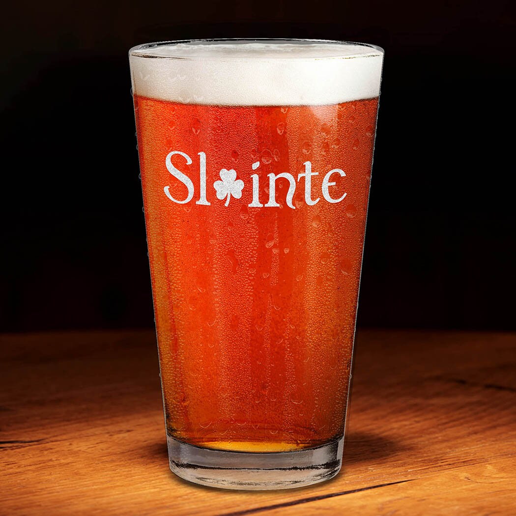 Slainte Irish Celtic Cheers Toast Engraved Beer Pint Glass 16 Oz ...