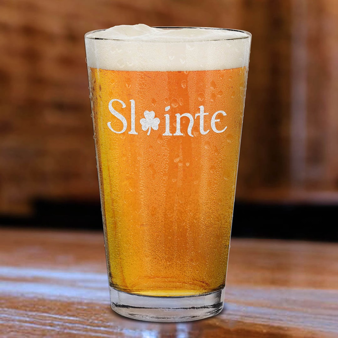 Slainte Irish Celtic Cheers Toast Engraved Beer Pint Glass 16 Oz ...