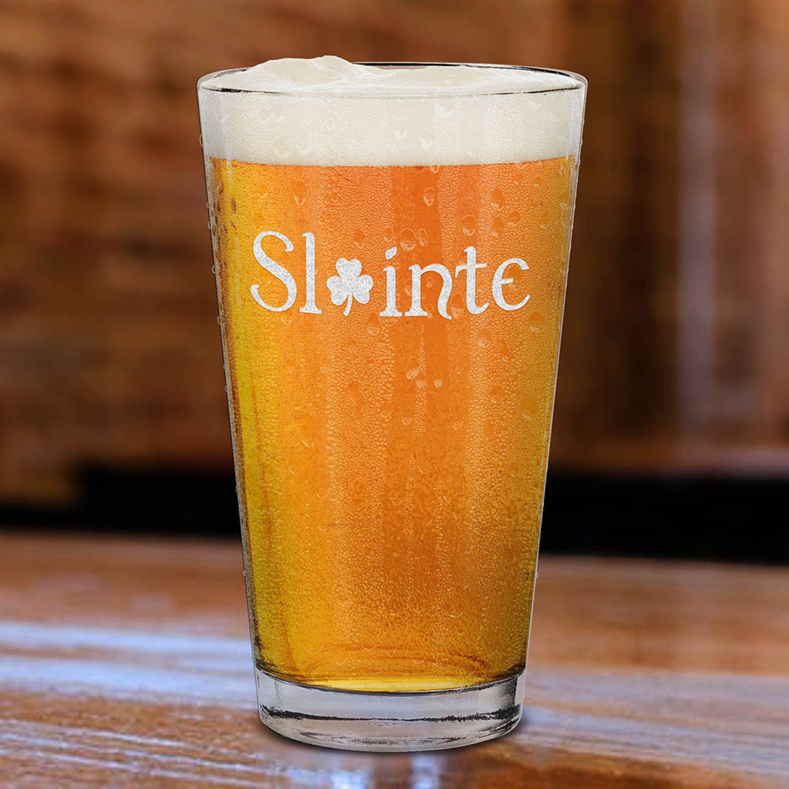 Slainte Irish Celtic Cheers Toast Engraved Beer Pint Glass 16 Oz ...