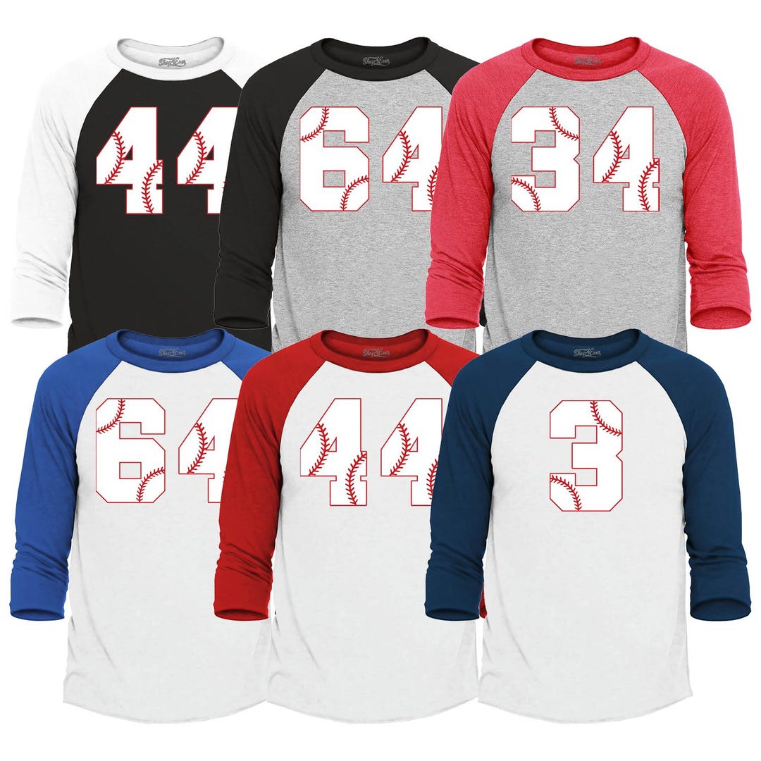 Custom Baseball Number Team Raglan Baseball Shirt Customizable Jersey ...