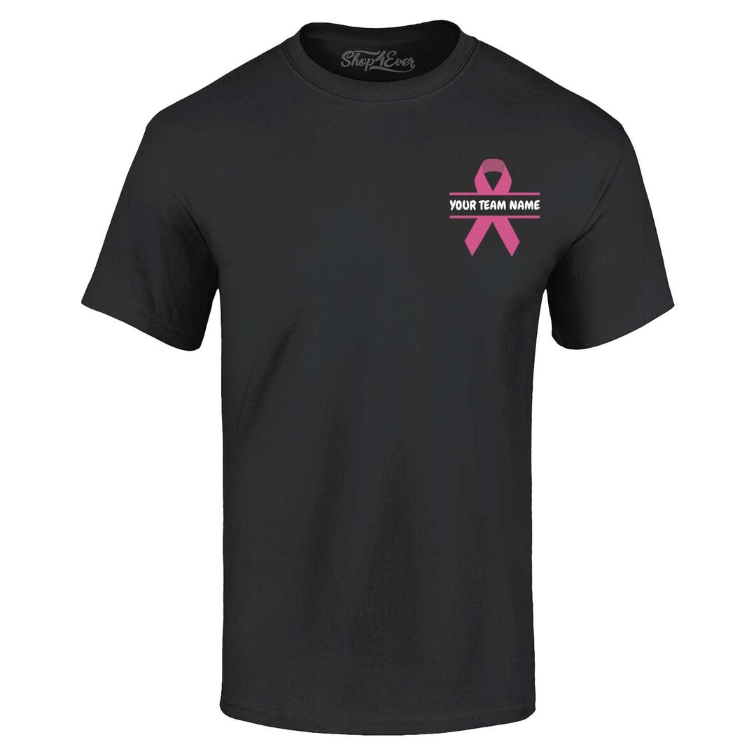 Personalized Breast Cancer Awareness Pink Ribbon Pocket Your Team Name T-shirt Custom Breast ...