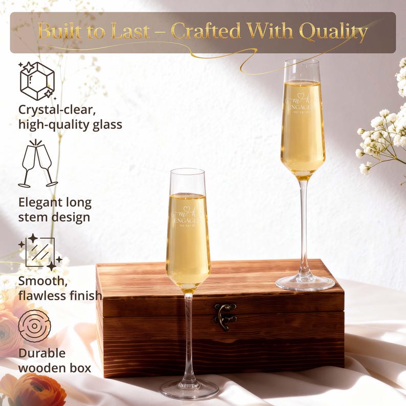 Set of 2 Personalized Couples Wedding Engraved Initials Engaged Date ...