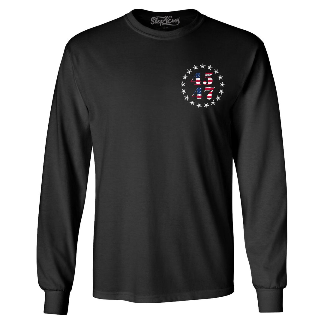 Donald Trump 45 47 President 2024 Pocket Star Long Sleeve Shirt Trump ...