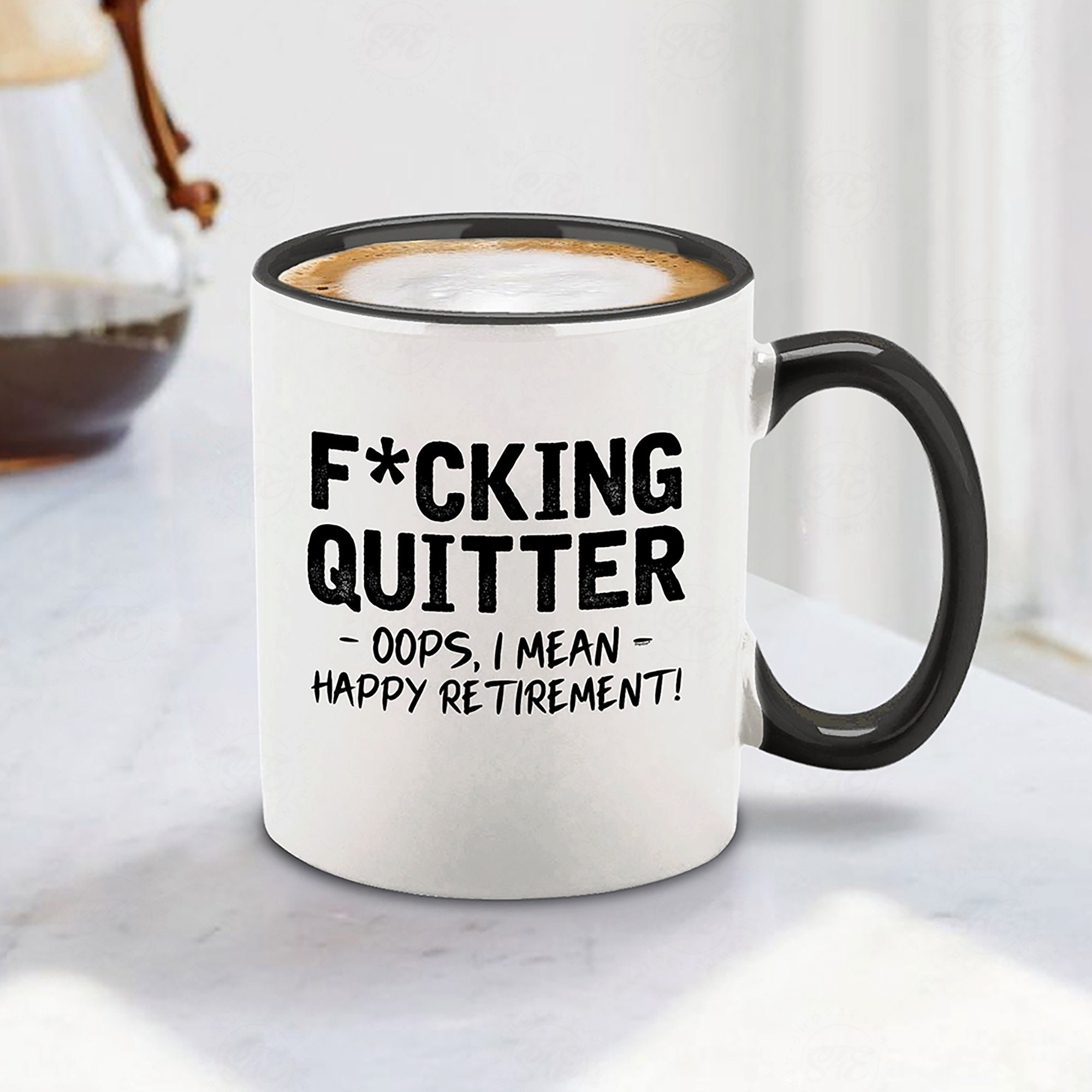 Quitter Oops I Mean Happy Retirement Black Handle Ceramic - Etsy