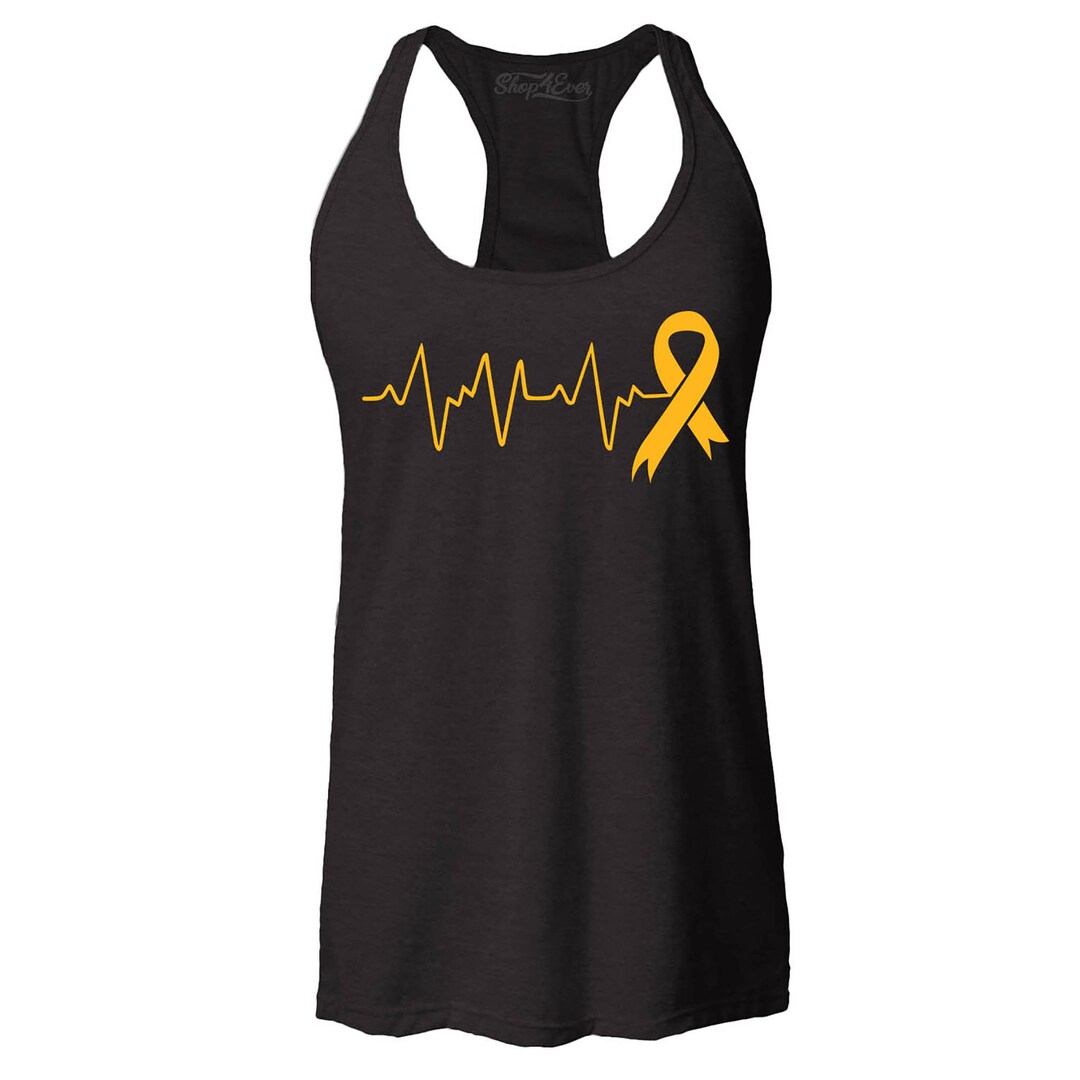 Heartbeat Line Gold Ribbon Breast Cancer Awareness Women's - Etsy