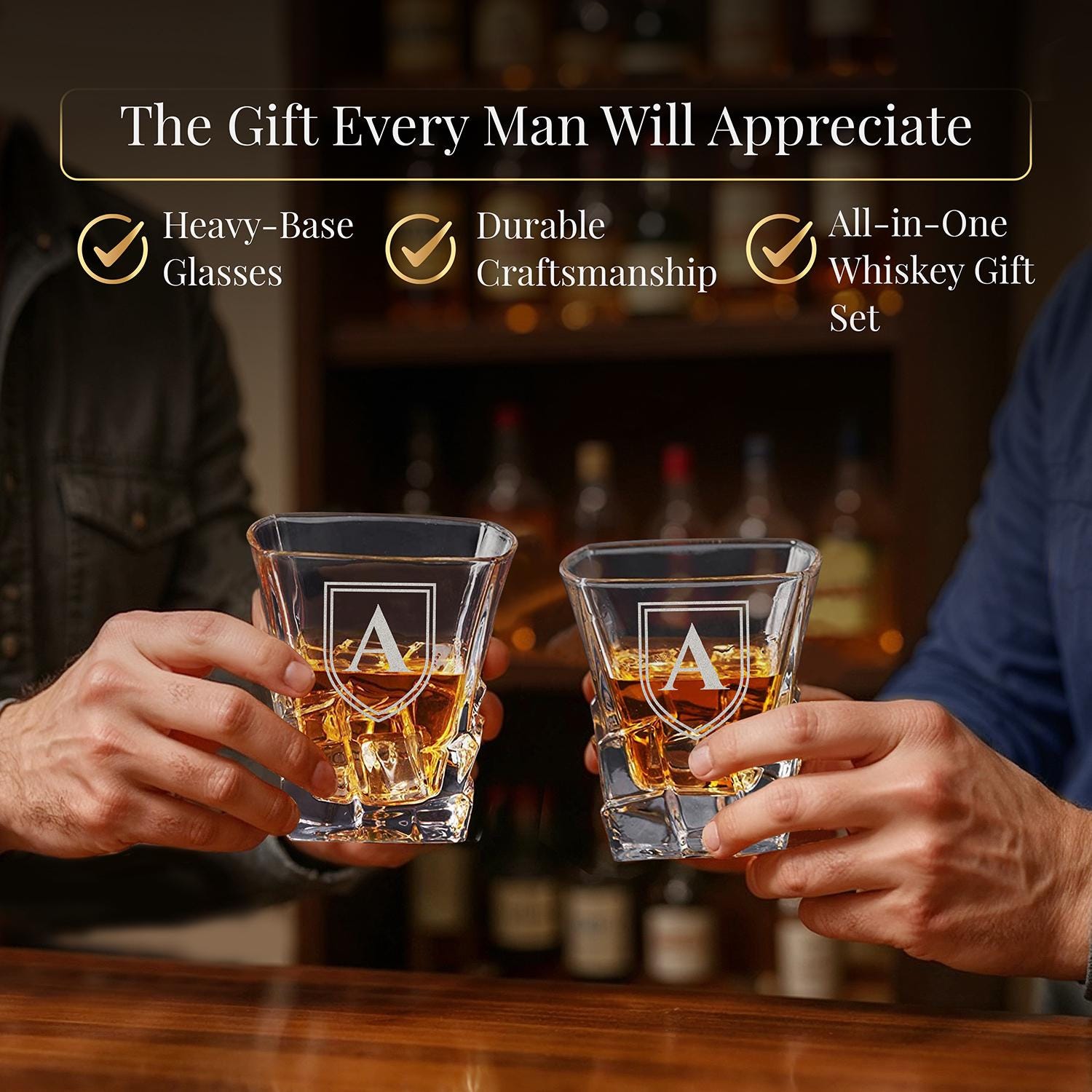 Custom Engraved Monogram Year, Chunky Heavy Whiskey Liquor/bourbon ...