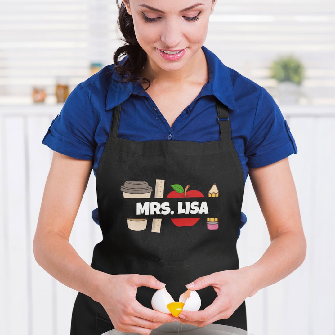 Personalized Apron Custom Teacher Name Coffee Apple Teachers Apron With ...