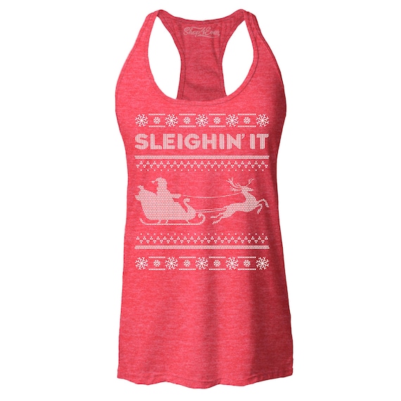 Sleighin' It Santa Christmas Women's Racerback Tank - Etsy