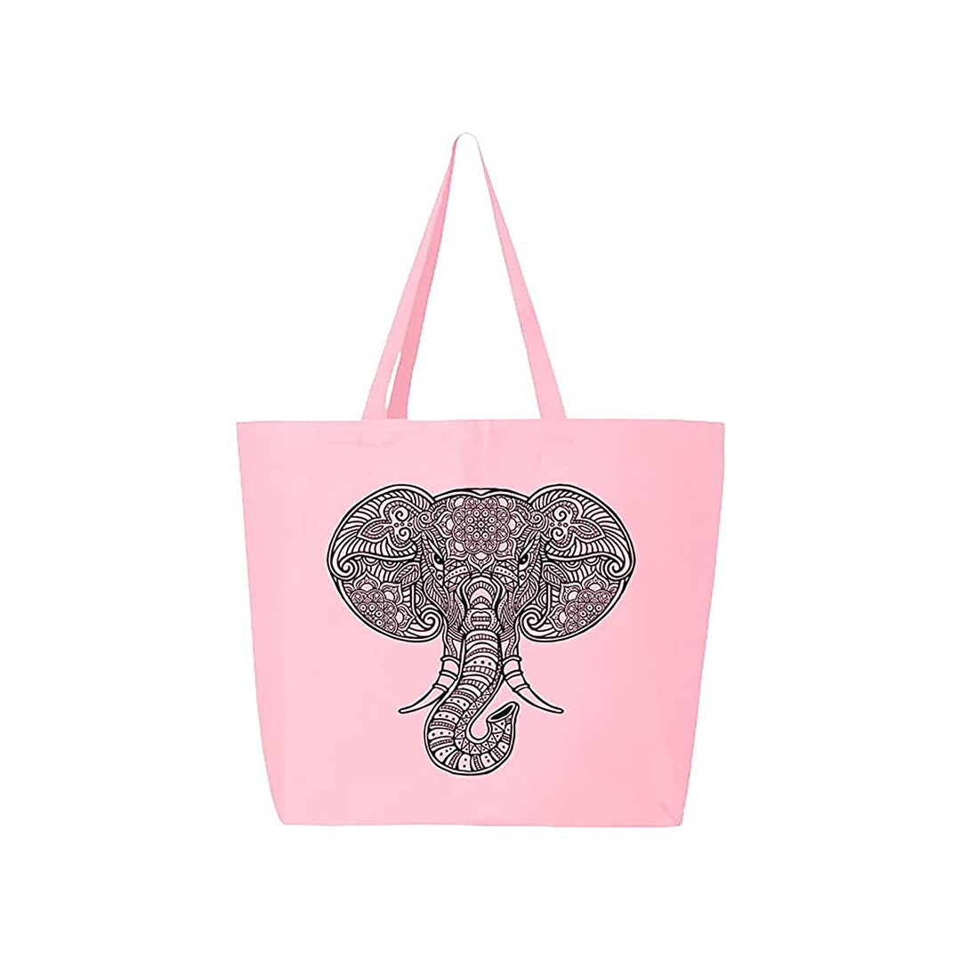 Mandala Elephant Jumbo Canvas Tote - Etsy