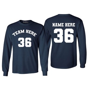 Personalized Jersey Style Team Name Long Sleeve Shirts Custom Your Name ...