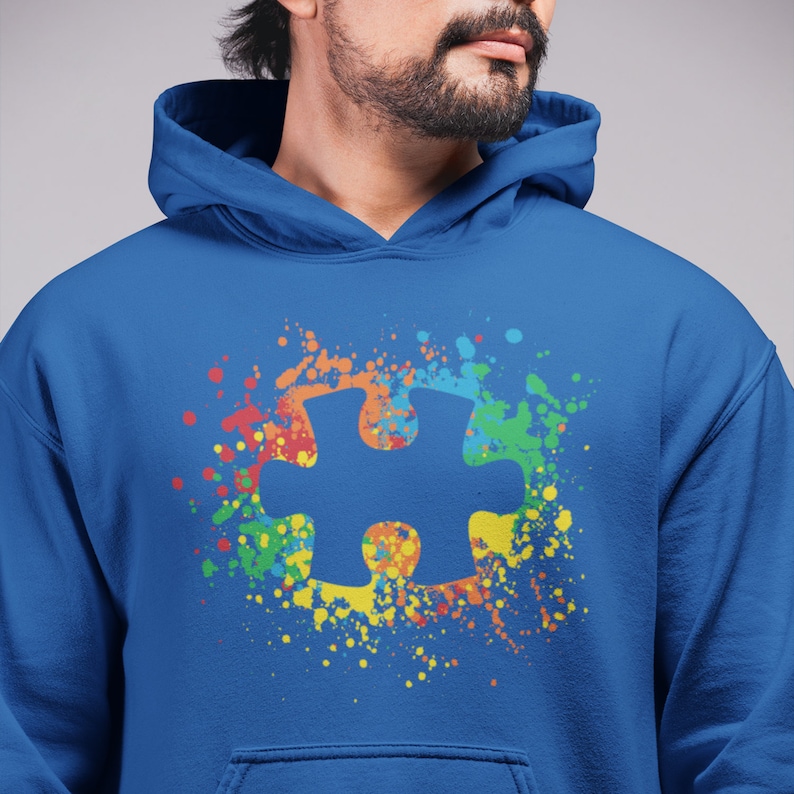 Autism Awareness Splatter Paint Puzzle Piece Hoodie Sweatshirts Autism ...