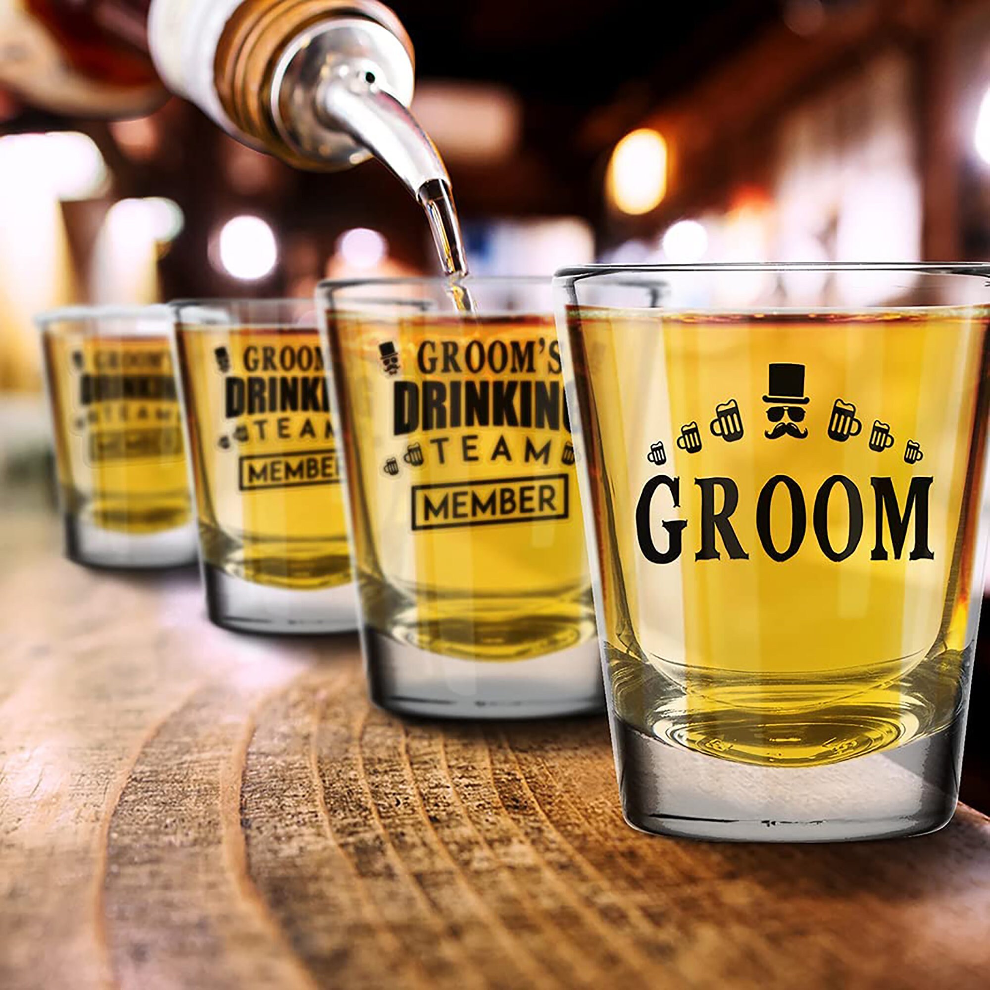 Groom and Groom's Drinking Team Member Glass Shot Glasses Wedding ...
