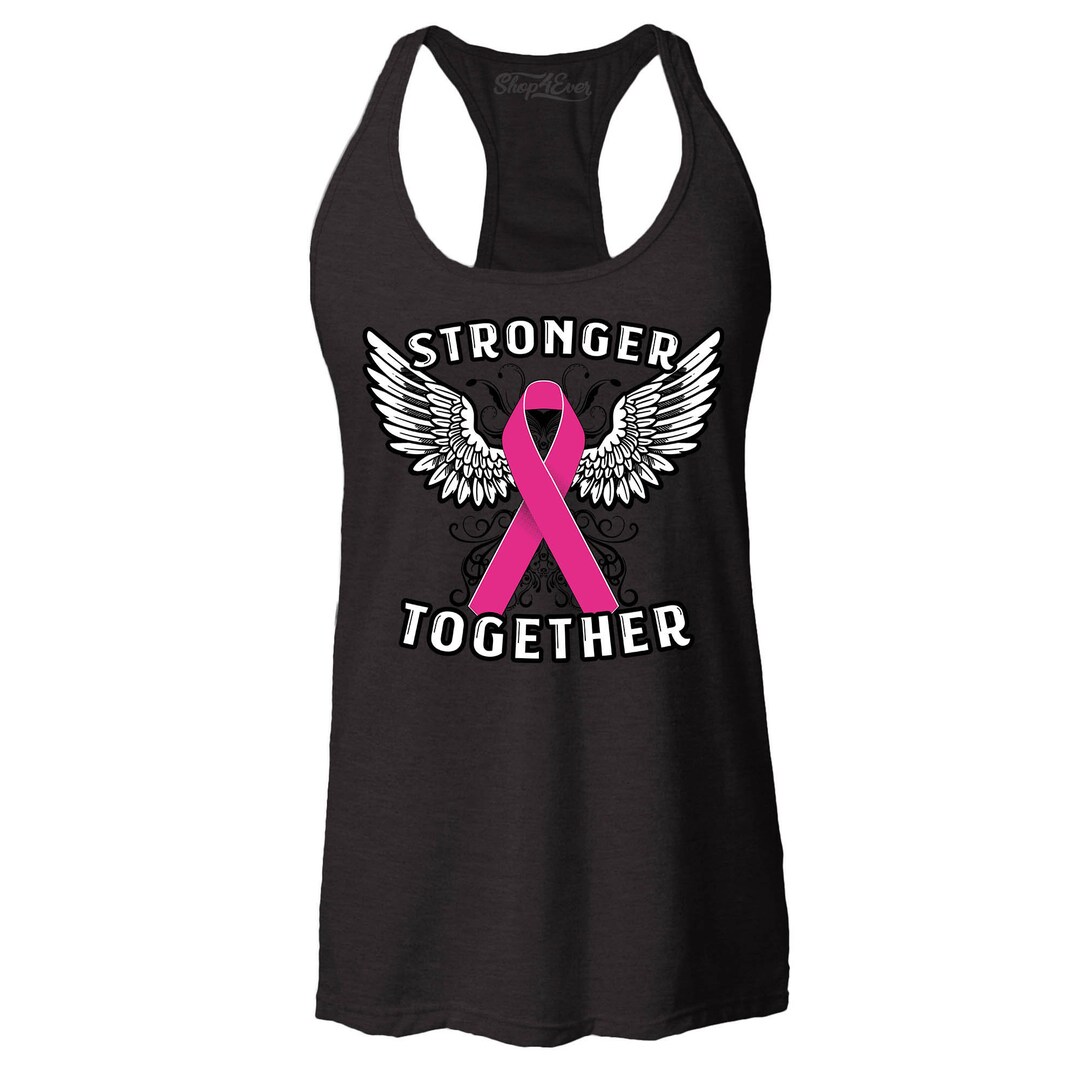 Stronger Together Breast Cancer Ribbon Awareness Womens Racerback Tank