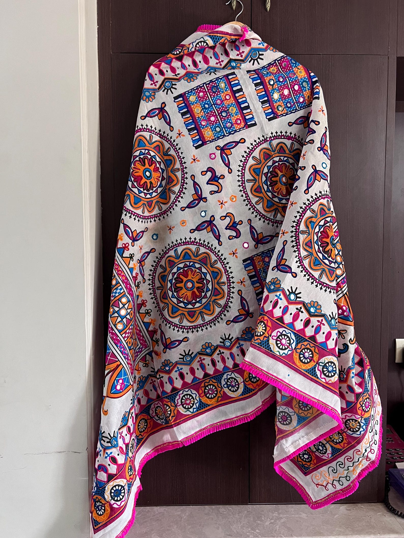 White Ivory Garba Mirror Work Dupatta Kutch Embroidery /garba Outfit ...