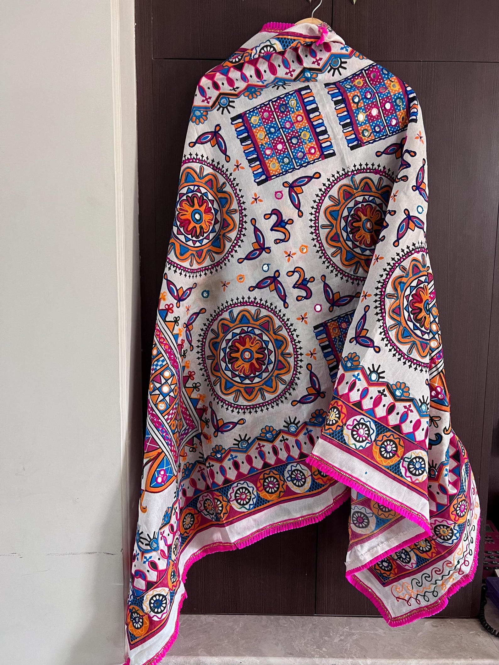 White Ivory Garba Mirror Work Dupatta Kutch Embroidery /garba Outfit ...