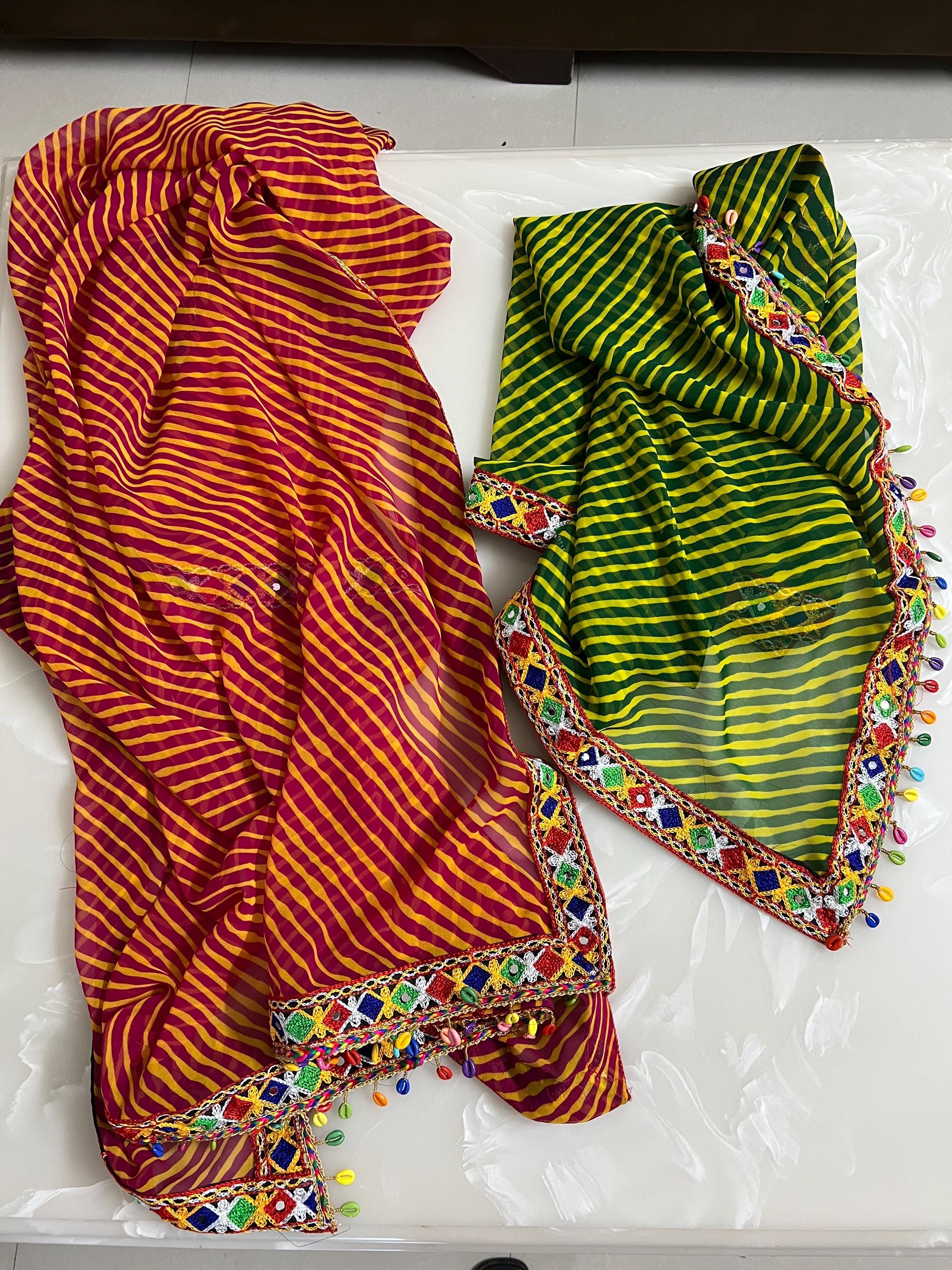 Red Garba Leheriya Dupatta/mirror Work Kutch Embroidery/garba Outfit ...