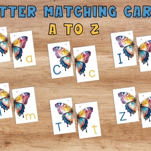 Alphabet Flashcards - Butterfly Letter Uppercase and Lowercase Matching ...