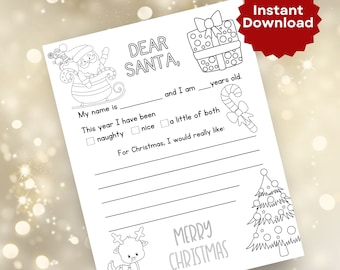 Letter to Santa Printable Coloring Page Dear Santa Christmas Letters to ...