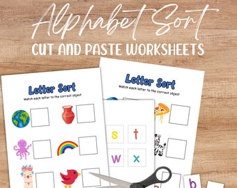 Beginning Sounds Worksheets - Cut and Paste Alphabet Letter Recognition ...