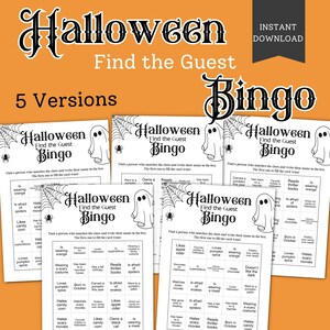 Halloween Find the Guest Bingo Game - Printable Mix and Mingle Party ...
