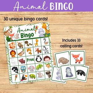Animal Bingo Game 30 Printable Cards for Kids or Classroom Party - Etsy