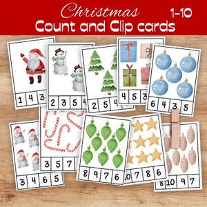 Christmas Count and Clip Cards - Printable Preschool, Pre K, and ...