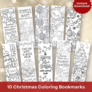 Christmas Coloring Bookmarks - 10 Printable Holiday Bookmarks for Kids ...