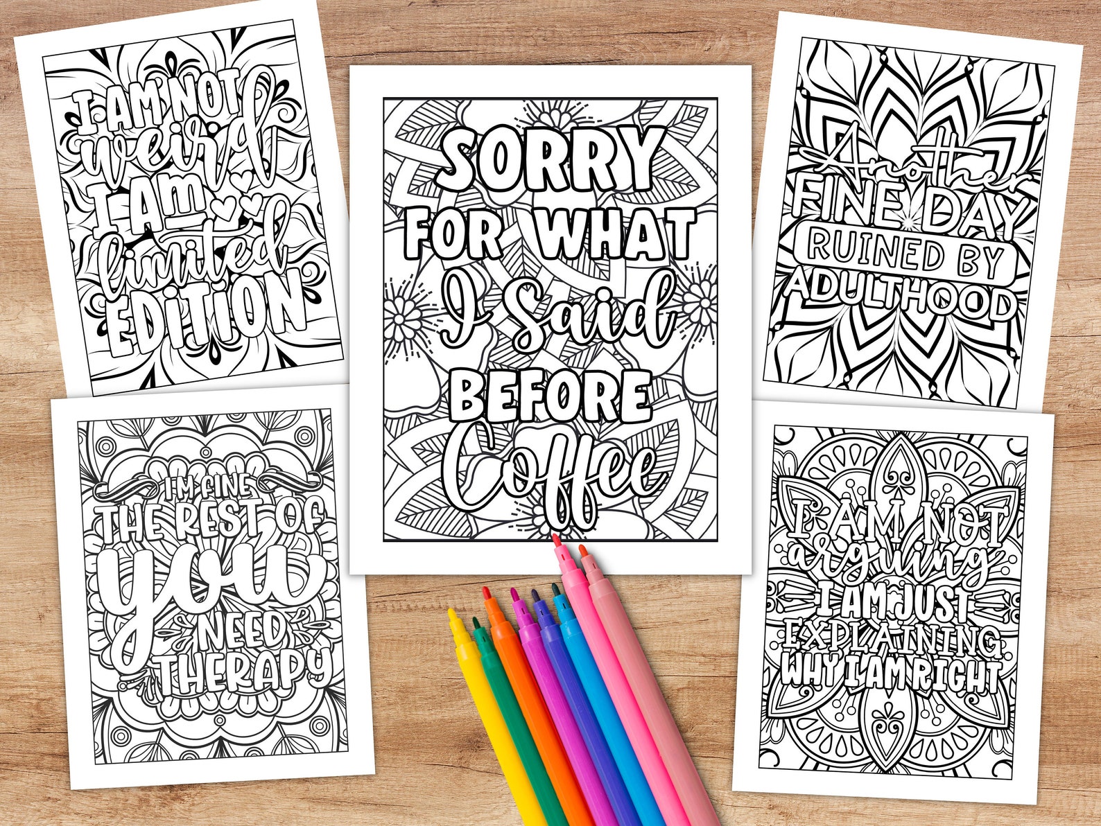 75 Funny Coloring Pages for Adults - Printable Sassy Sarcastic Quotes ...