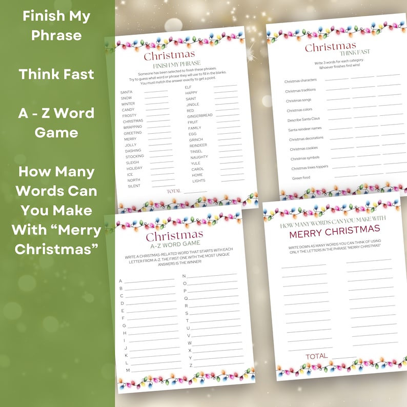24 Printable Christmas Games for Families - Holiday Game Bundle for ...