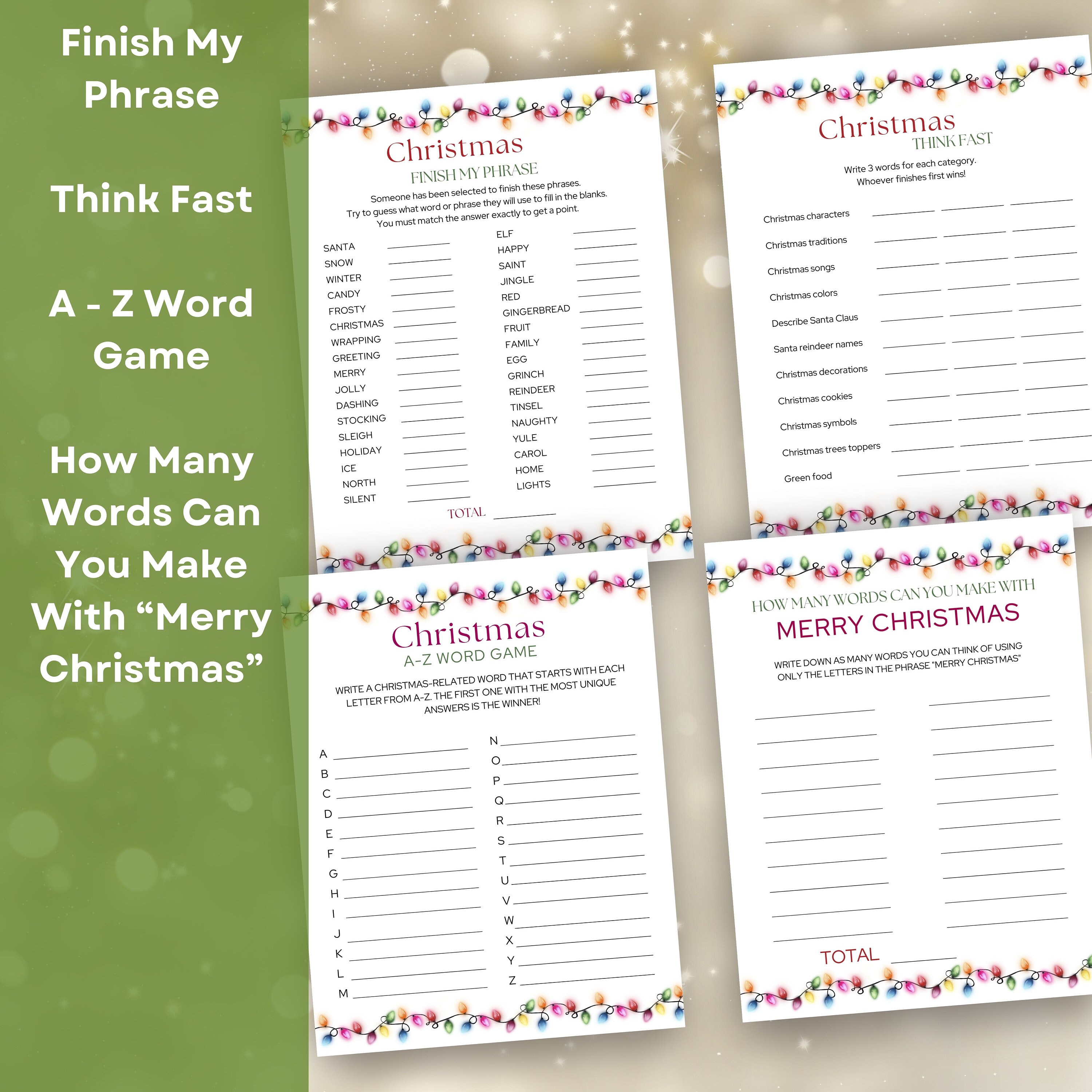 24 Printable Christmas Games for Families - Holiday Game Bundle for ...