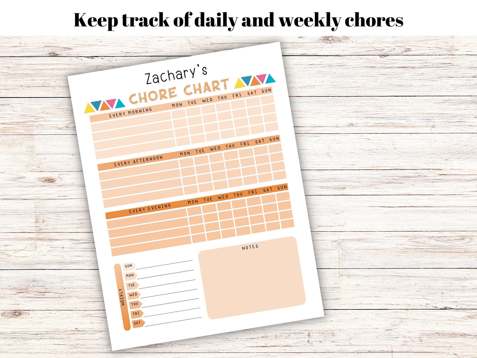 Chore Chart for Kids Editable Multiple Kids Responsibility Chart ...