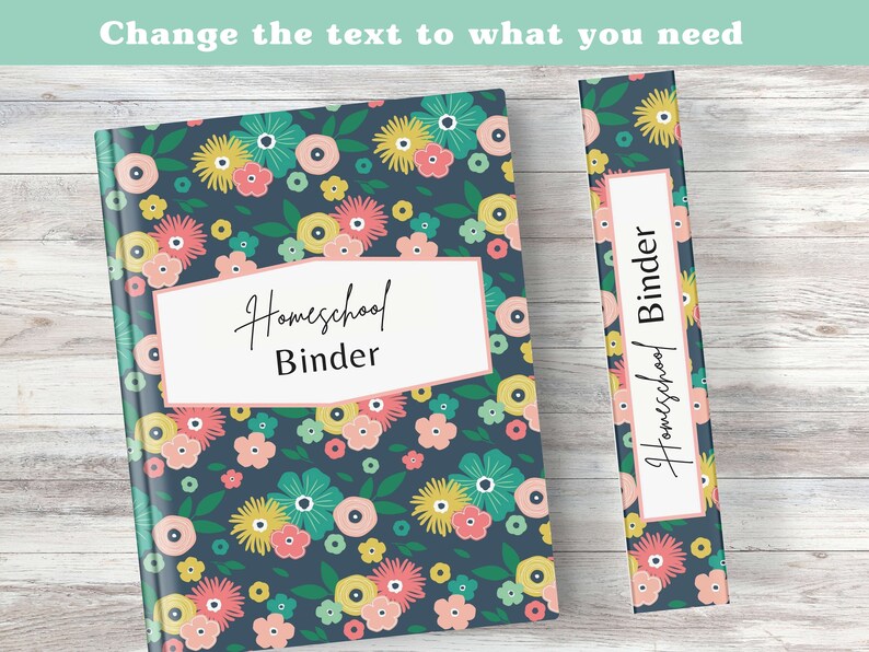 Binder Cover Printable - Set of 12 Editable Boho Floral Covers and ...