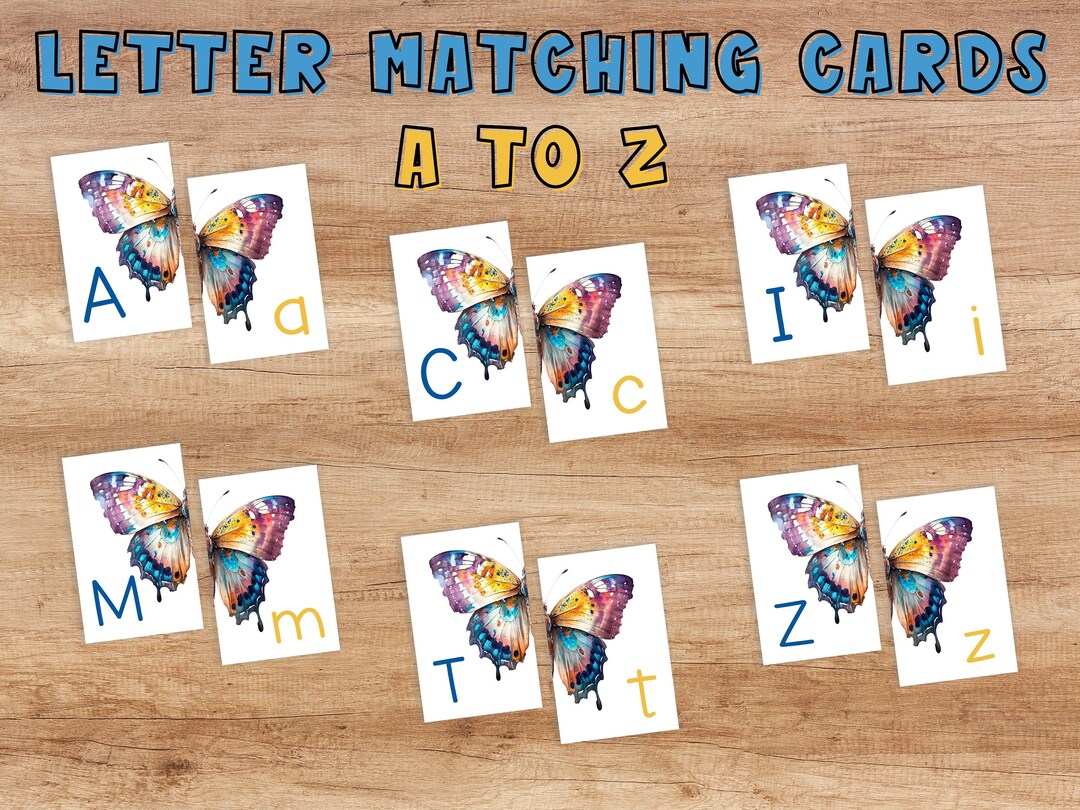 Alphabet Flashcards - Butterfly Letter Uppercase and Lowercase Matching ...