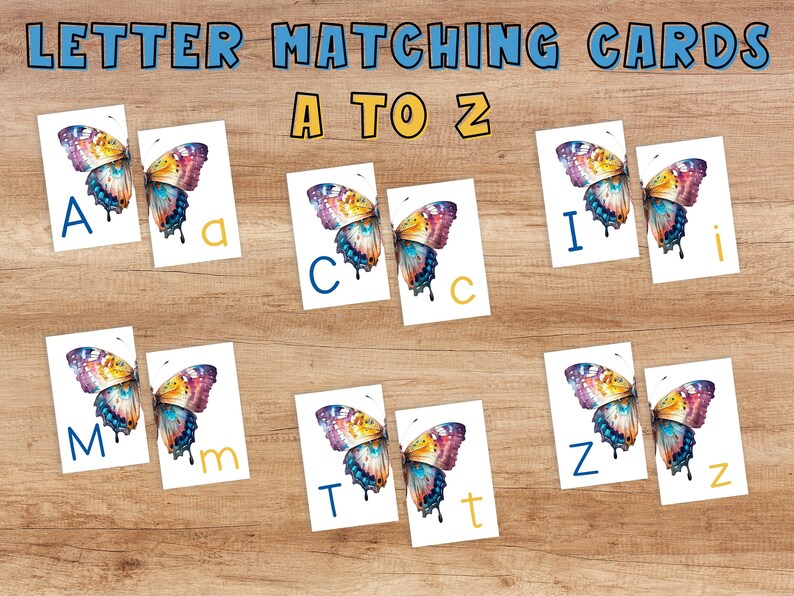 Alphabet Flashcards - Butterfly Letter Uppercase and Lowercase Matching ...