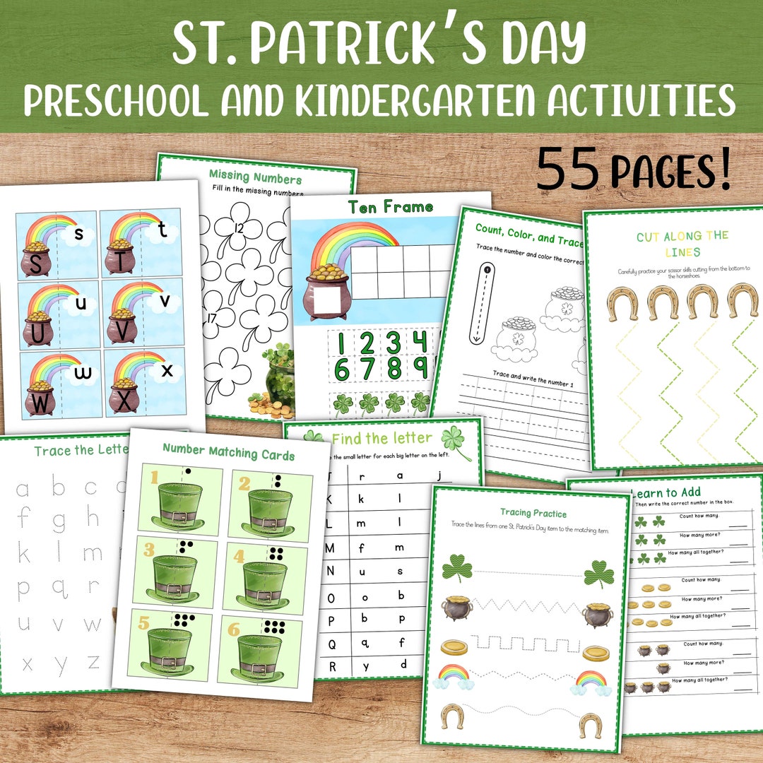 Hojas de trabajo y actividades para preescolar del Día de San Patricio ...