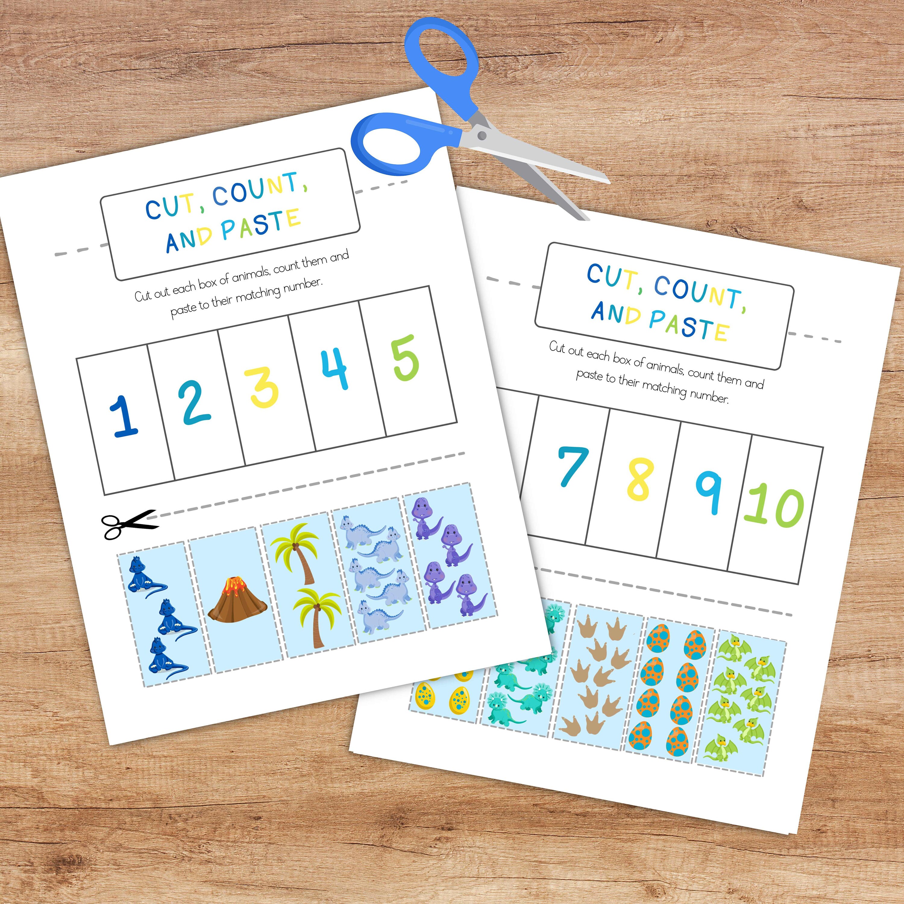 Preschool Cut & Paste Dinosaur Theme Worksheets - Printable Scissor ...
