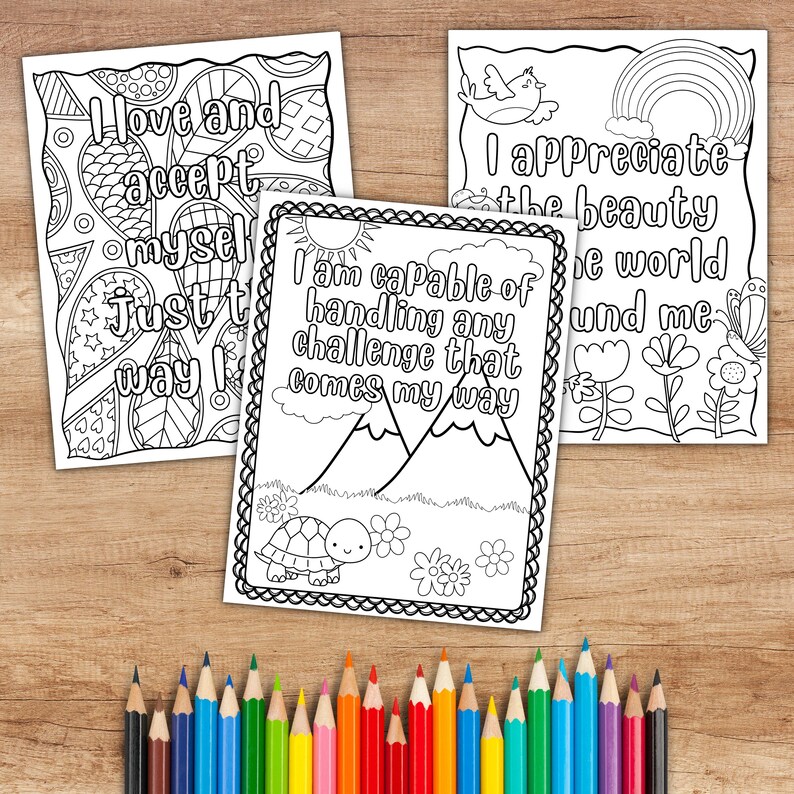 Positive Mental Health Coloring Pages - 25 Empowering Affirmations With ...